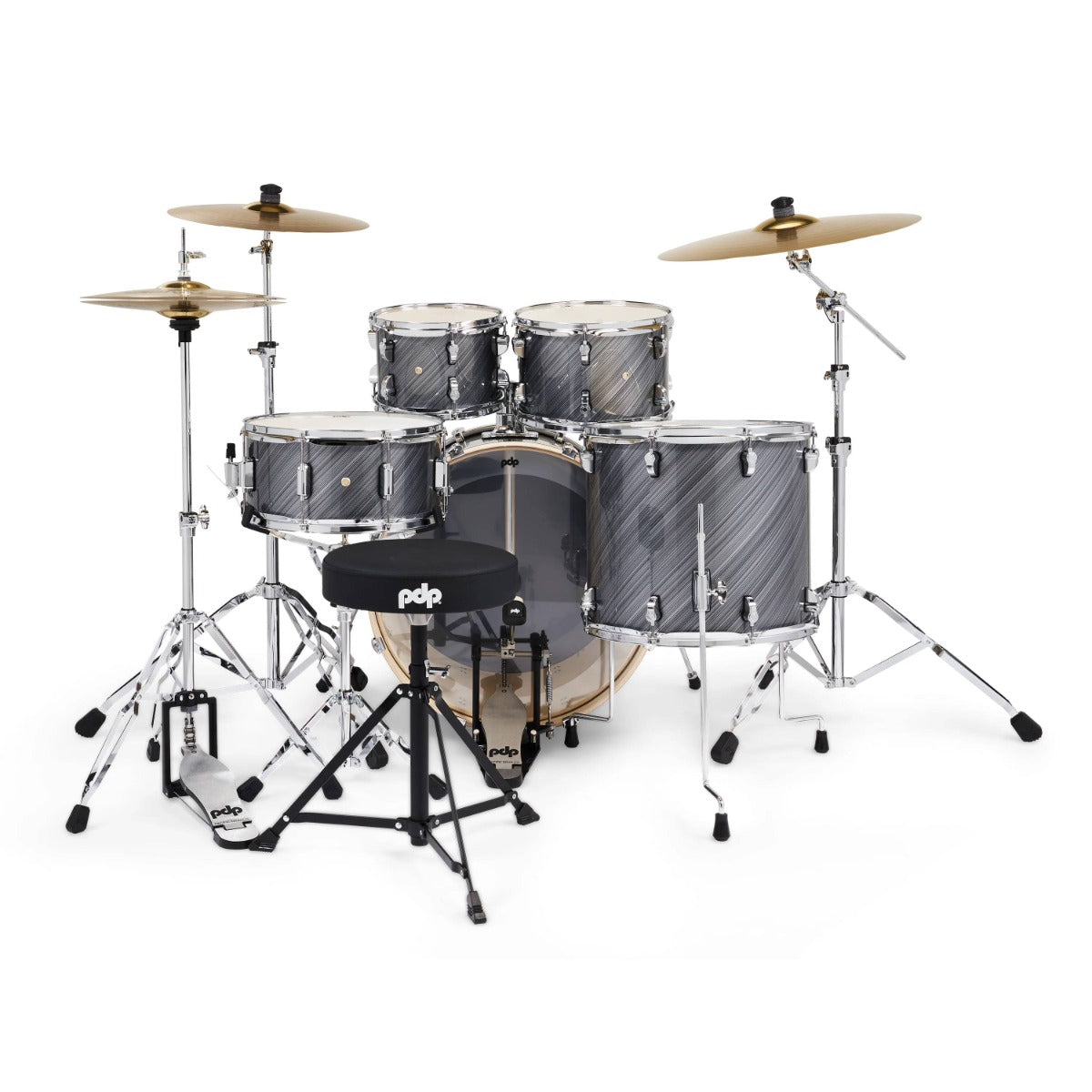 PDP MainStage 5pc Drum Kit w/Paiste Cymbals & Stool in Twisted Graphit ...