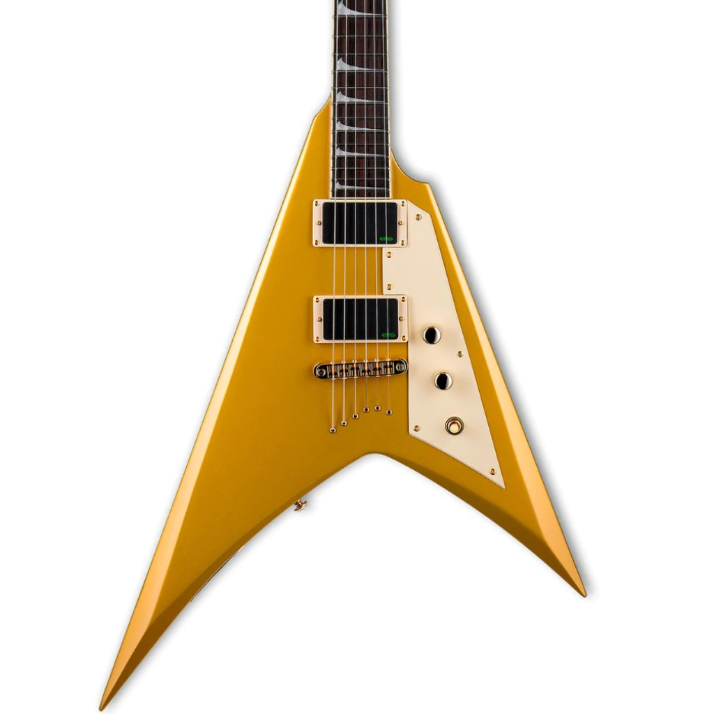 ESP LTD Kirk Hammett Signature V Electric Guitar in Metallic Gold ...